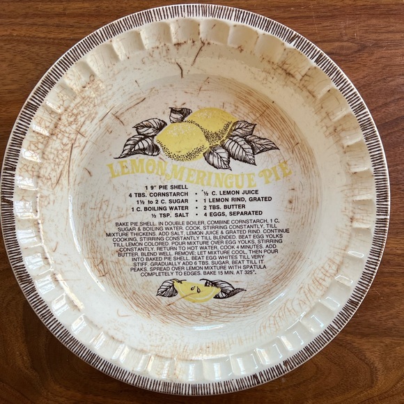 Kitchen | Vintage Lemon Meringue Recipe Pie Plate | Poshmark